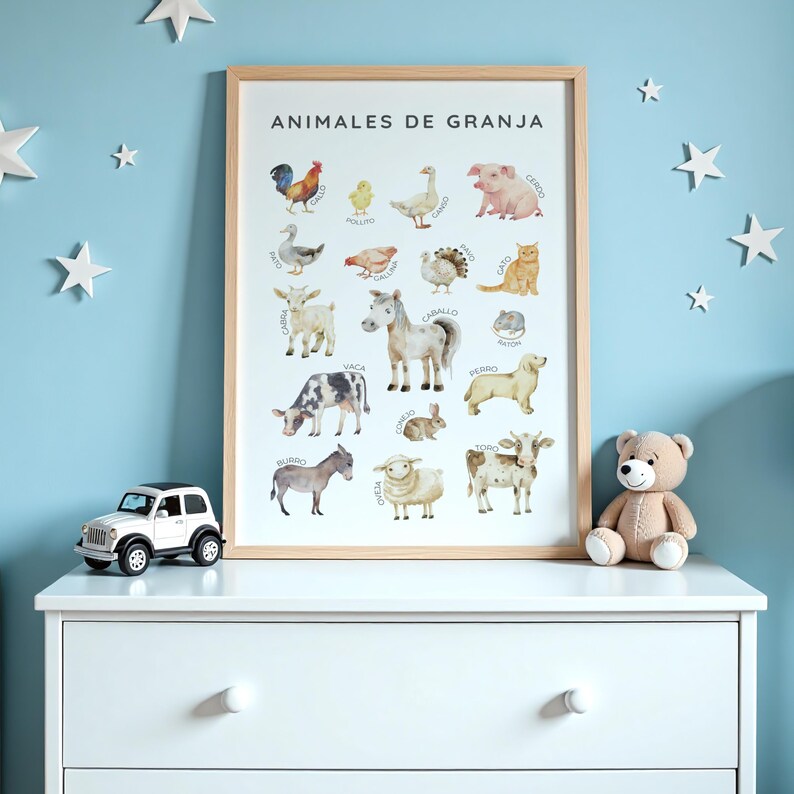 Farm Animals Poster Bundle: English Spanish Bilingual Classroom Decor ...