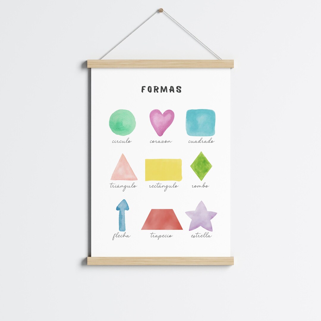 Spanish Shapes Poster – Watercolor Bilingual Learning Chart (digital ...