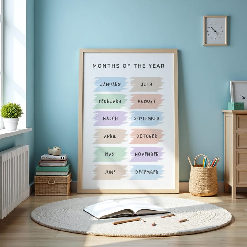 Months of the Year Pastel Poster: Classroom Wall Art (digital Download ...