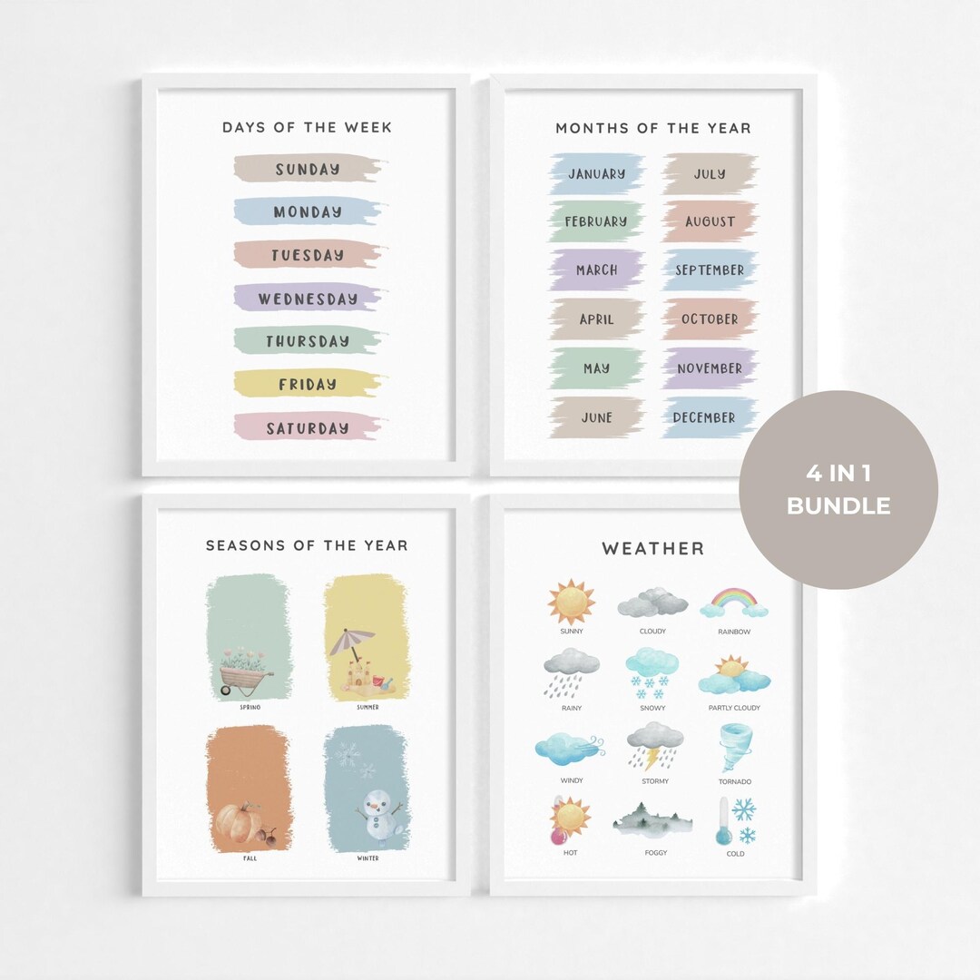 Pastel Calendar & Weather Chart Set: Montessori Classroom Printable ...
