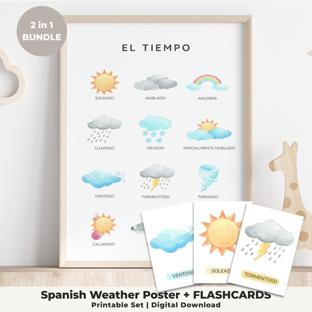 Spanish Weather Bundle | Poster + Flashcards | El Tiempo En Español ...