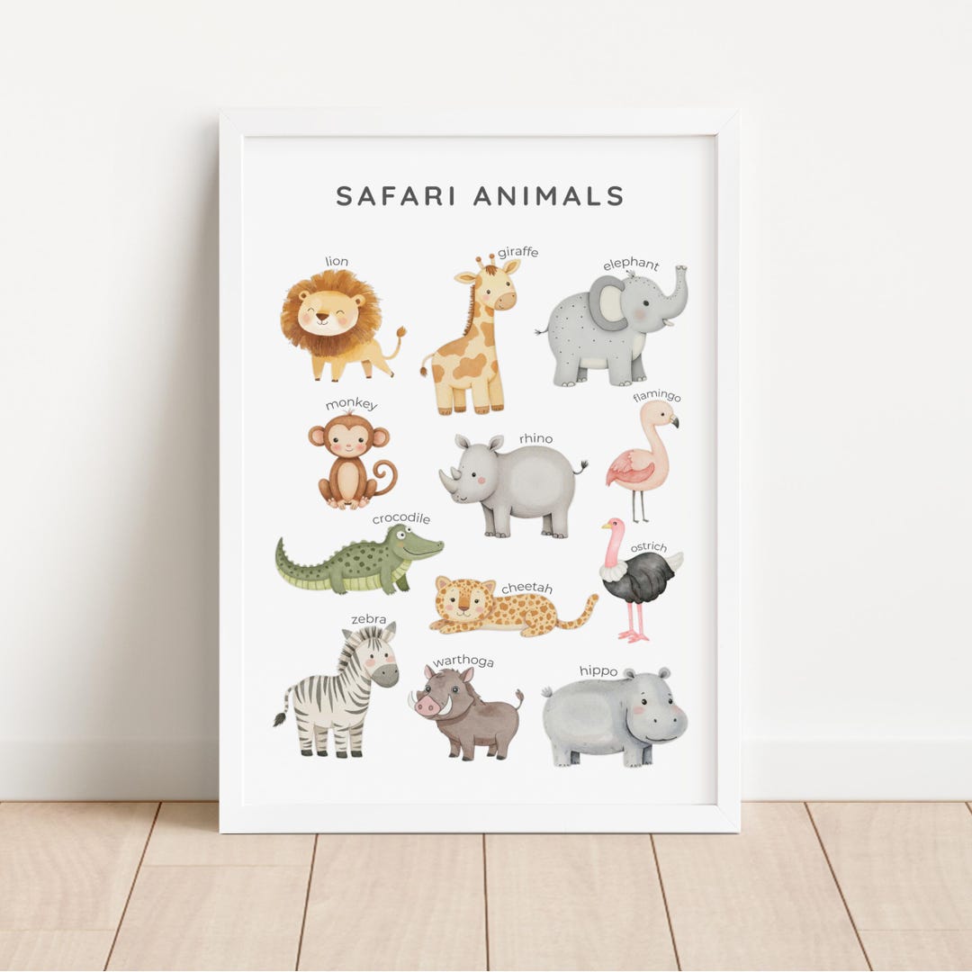 Safari Animals Poster | Kids Wall Art | Printable Nursery Decor ...