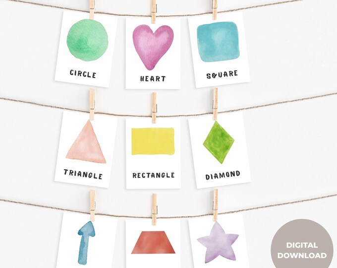 Shapes Flash Cards,educational Shapes Flashcards,preschool Shapes ...