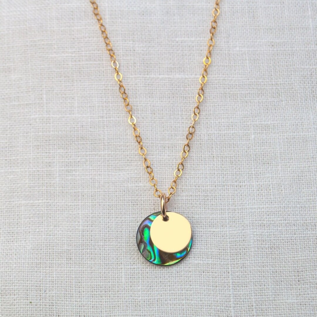 Necklace With Abalone Plate Made of Gold Filled 14K or Rose Filled 14K ...