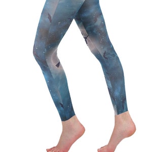 Blue Pattern Footless Tights witches and moon for women | Etsy