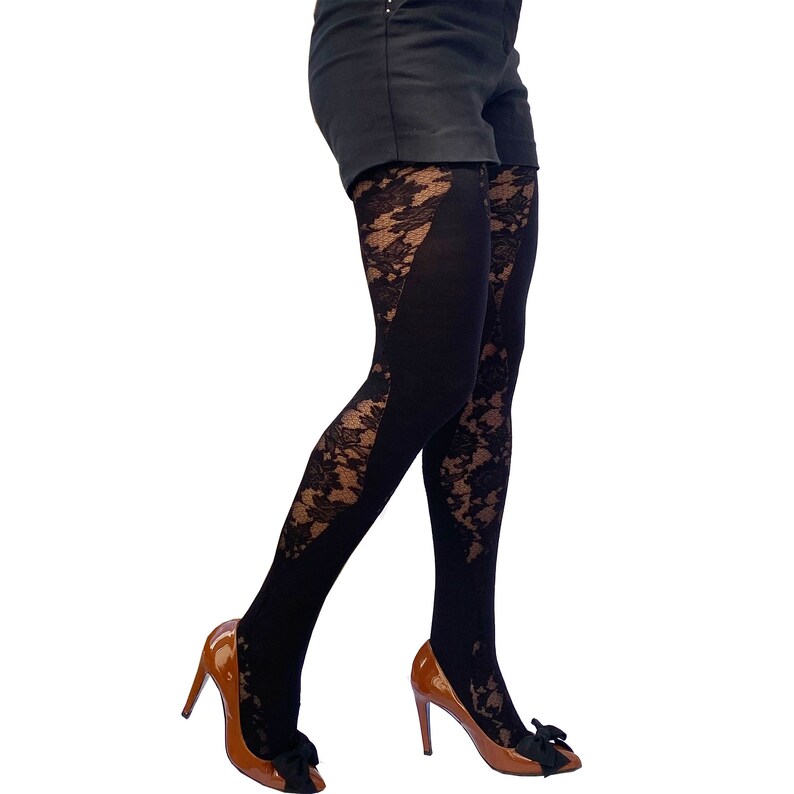 Black Lace Tights for Women Fancy Sexy Lacy Pantyhose for - Etsy