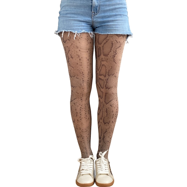 Snake Print Tights Beige for Women | Reptile Tights | Available in Plus ...