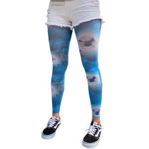 Blue Pattern Footless Tights Witches and Moon for Women | Halloween ...