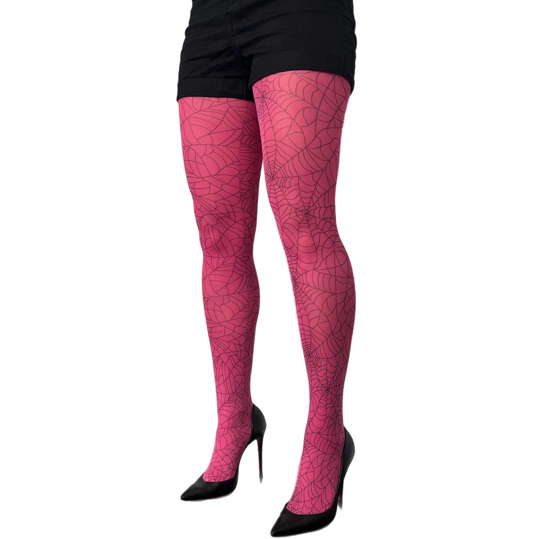 Pink Tights With Spider Web All Over the Legs | Tights for Halloween ...