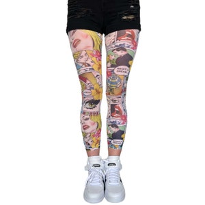 New Multicolored Comic Footless Tights | Available in Plus Sizes Tights ...