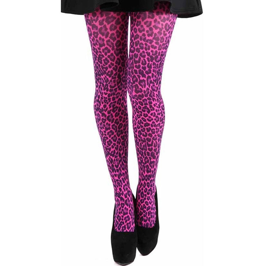 Pink Leopard Tights For Women Cheetah Print Pantyhose T Etsy