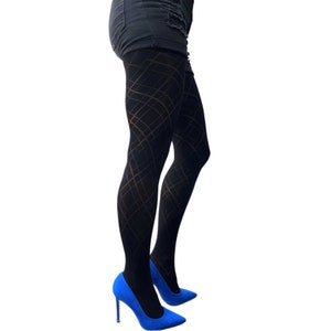 Black Opaque Diamond Tights for Women - Etsy