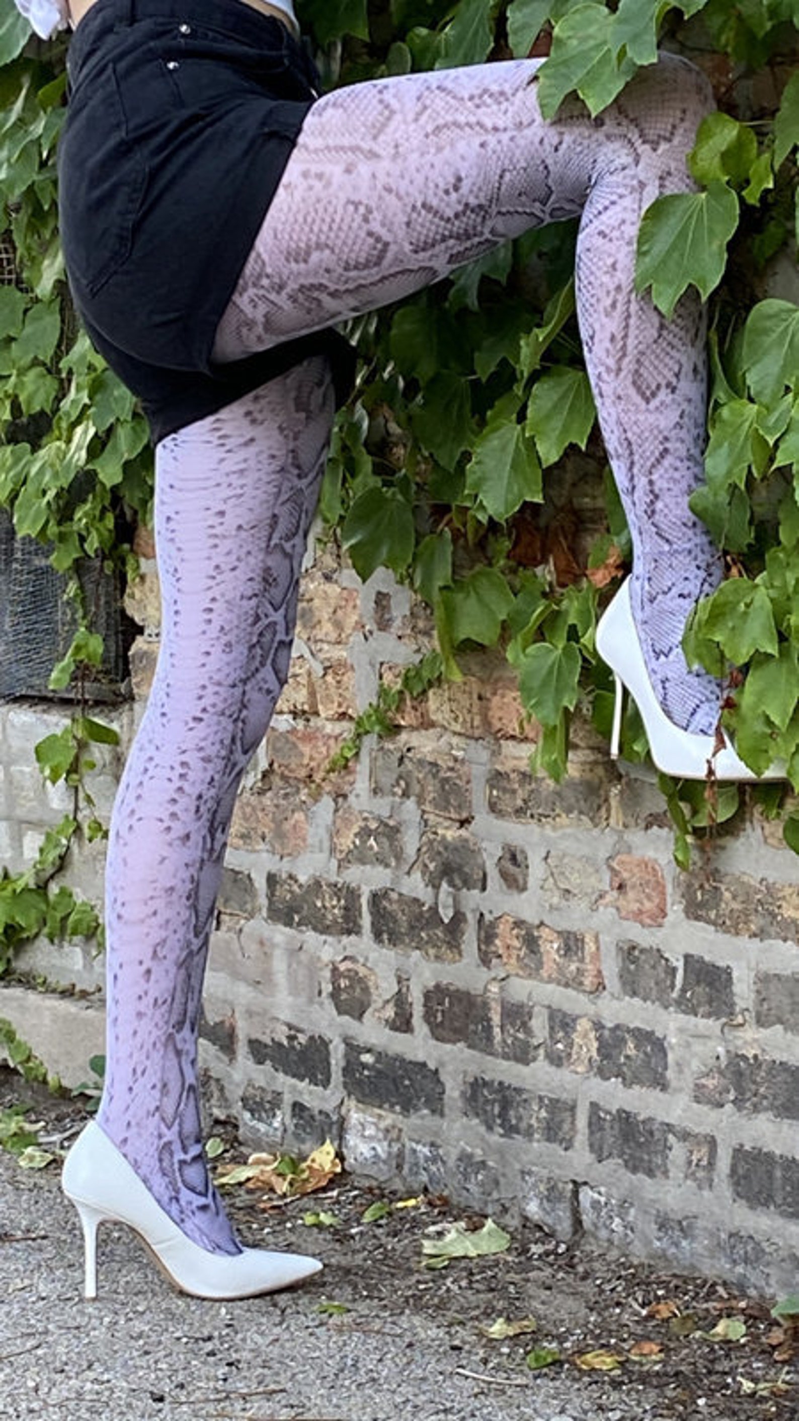 White Snake Skin Print Tights Women's Faux Snakeskin | Etsy