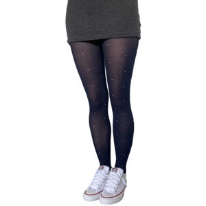 Gems Navy Blue Opaque Tights for Women, A Fancy Jeweled Tights, Gift ...