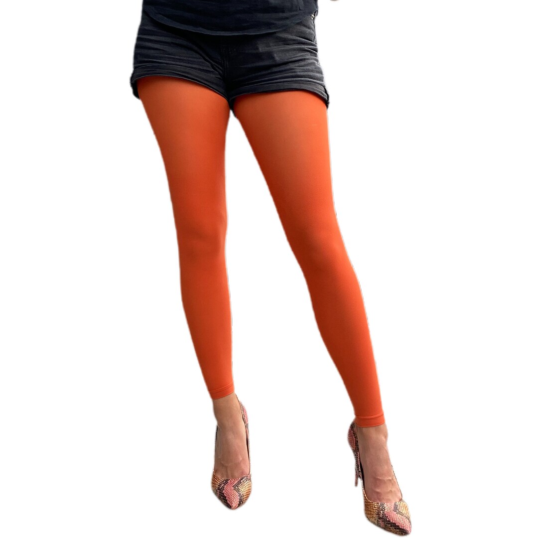 Rust Footless Tights for Women | Ankle Length Pantyhose | Plus Size ...