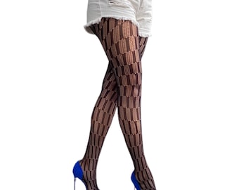 Black Fishnet Stockings for Women Patterned Fishnet Tights | Etsy