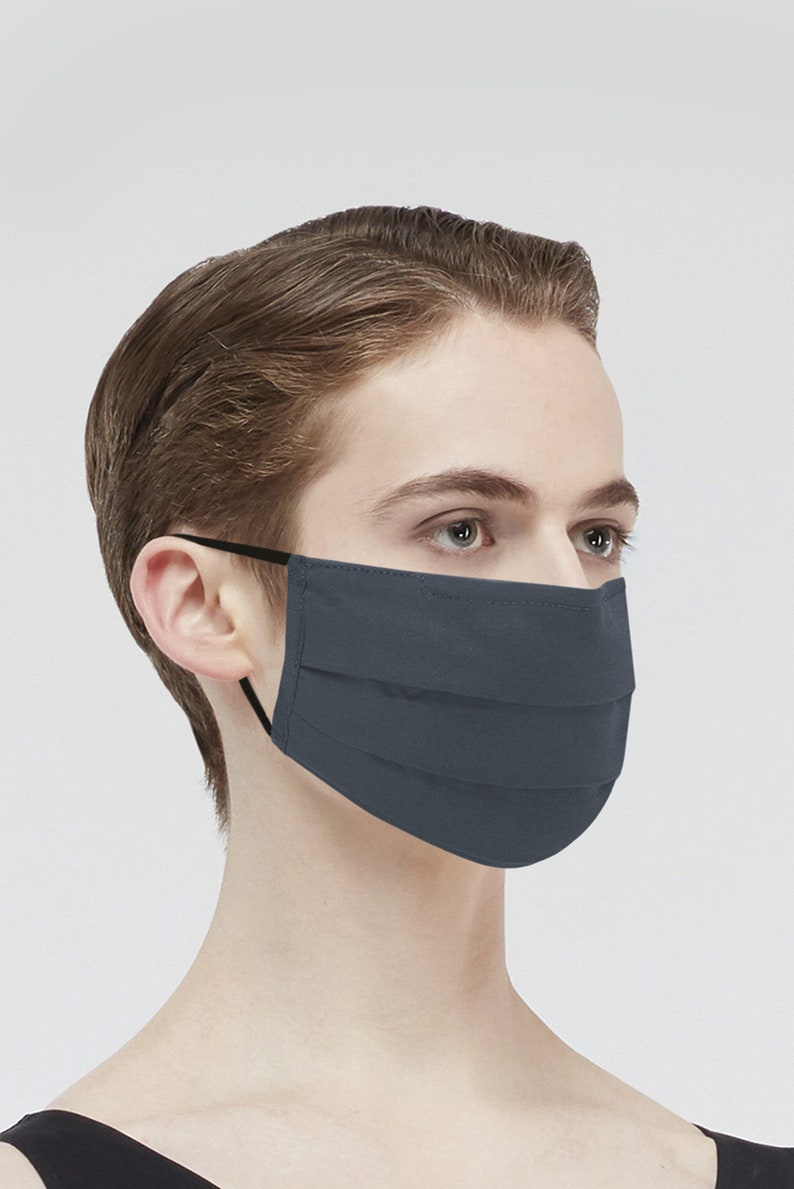 Gray Reusable and Washable Cotton Pleated Face Mask for Men - Etsy