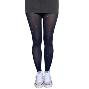 Gems Navy Blue Opaque Tights for Women, A Fancy Jeweled Tights, Gift ...