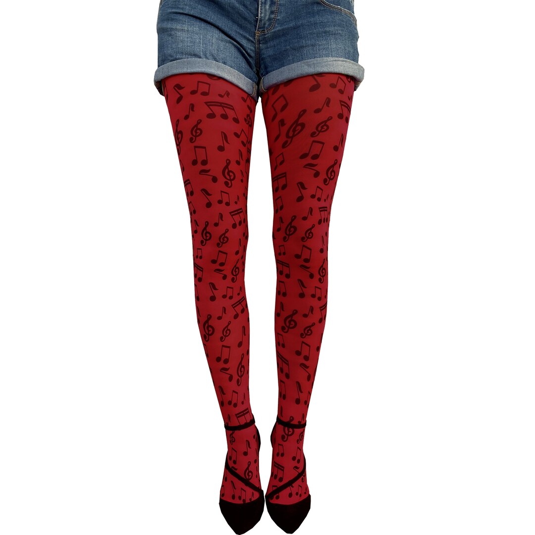 Red Musical Notes Tights for Women Perfect Music Teacher Gift - Etsy