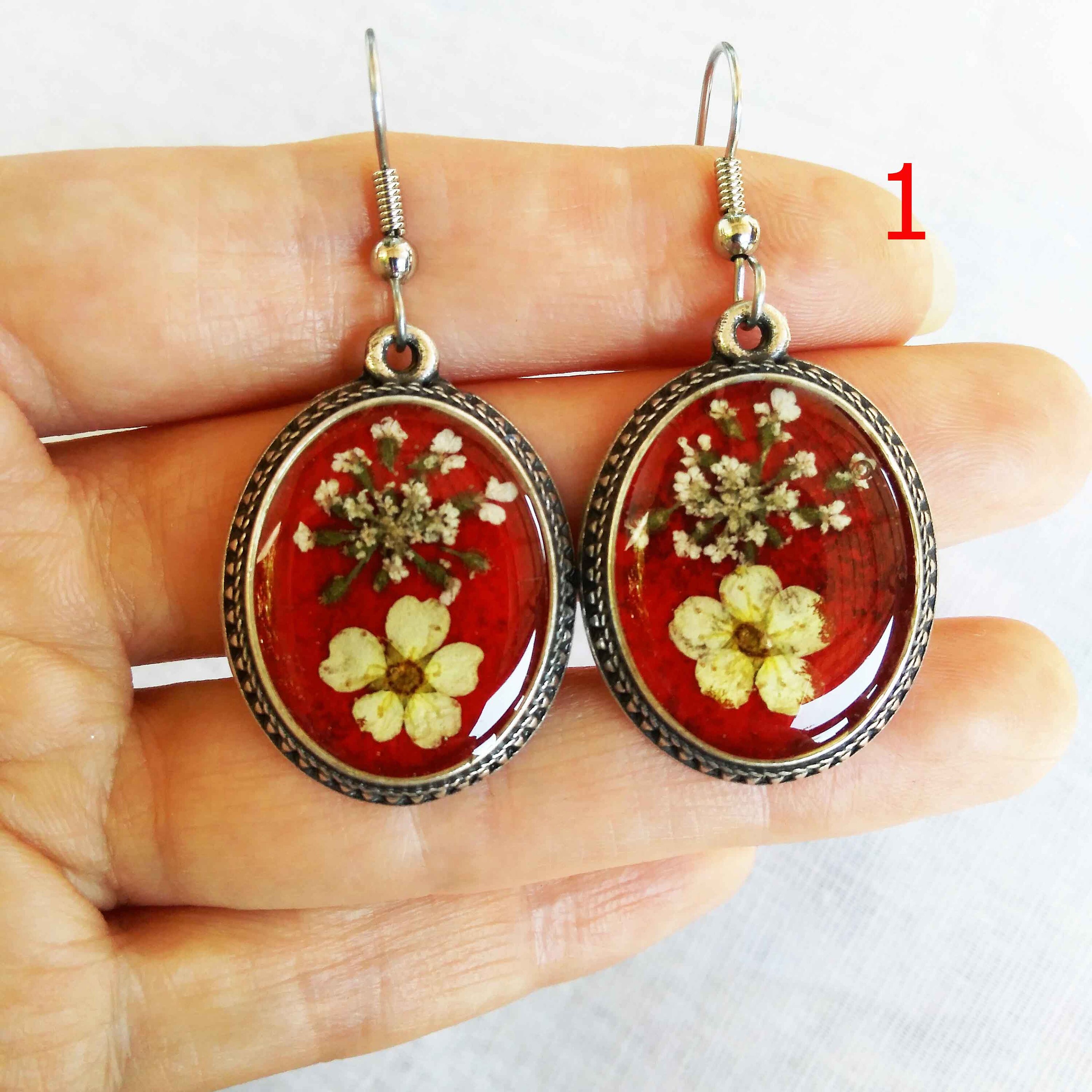 Pressed flower earrings Dangle earrings gifts for mom Real | Etsy