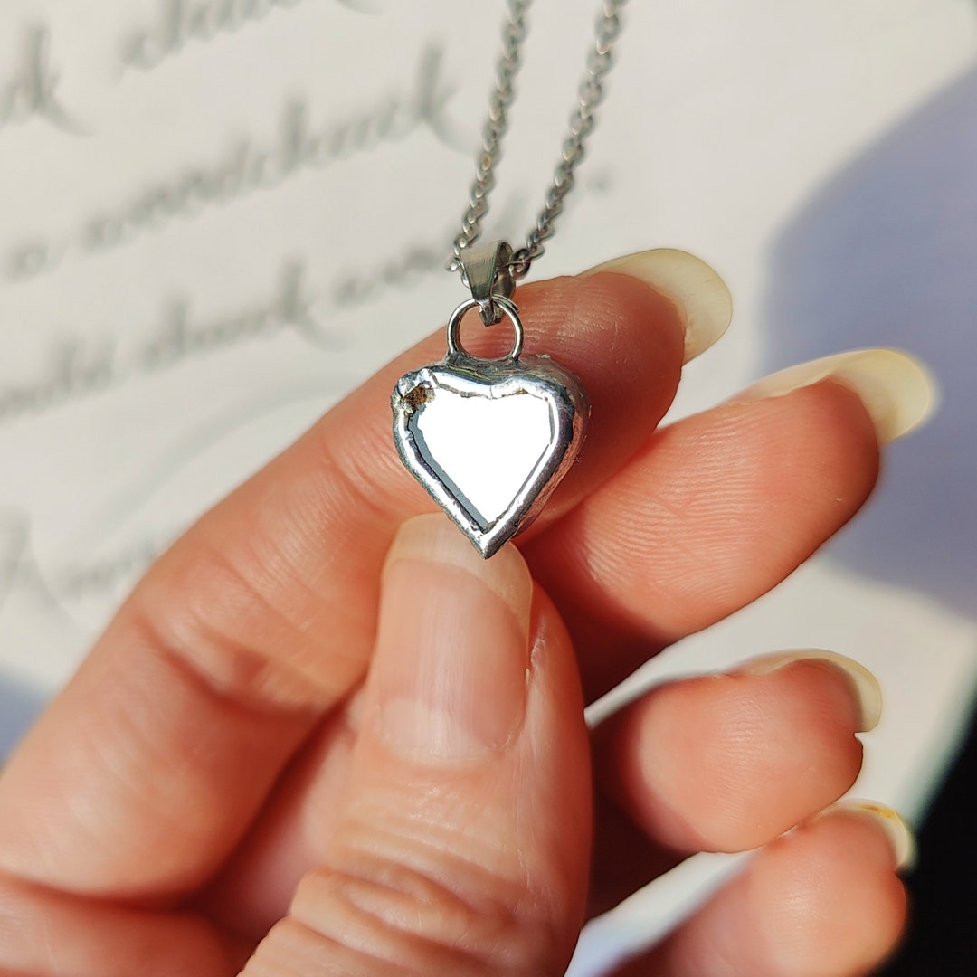 Heart Mirror Amulet Necklace: Handmade Protection Pendant - Etsy
