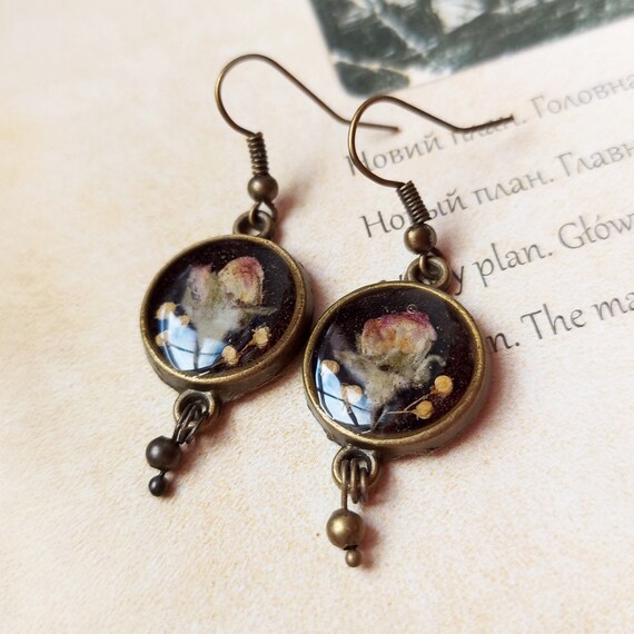 Dark Academia Earrings Botanical Earrings | Etsy