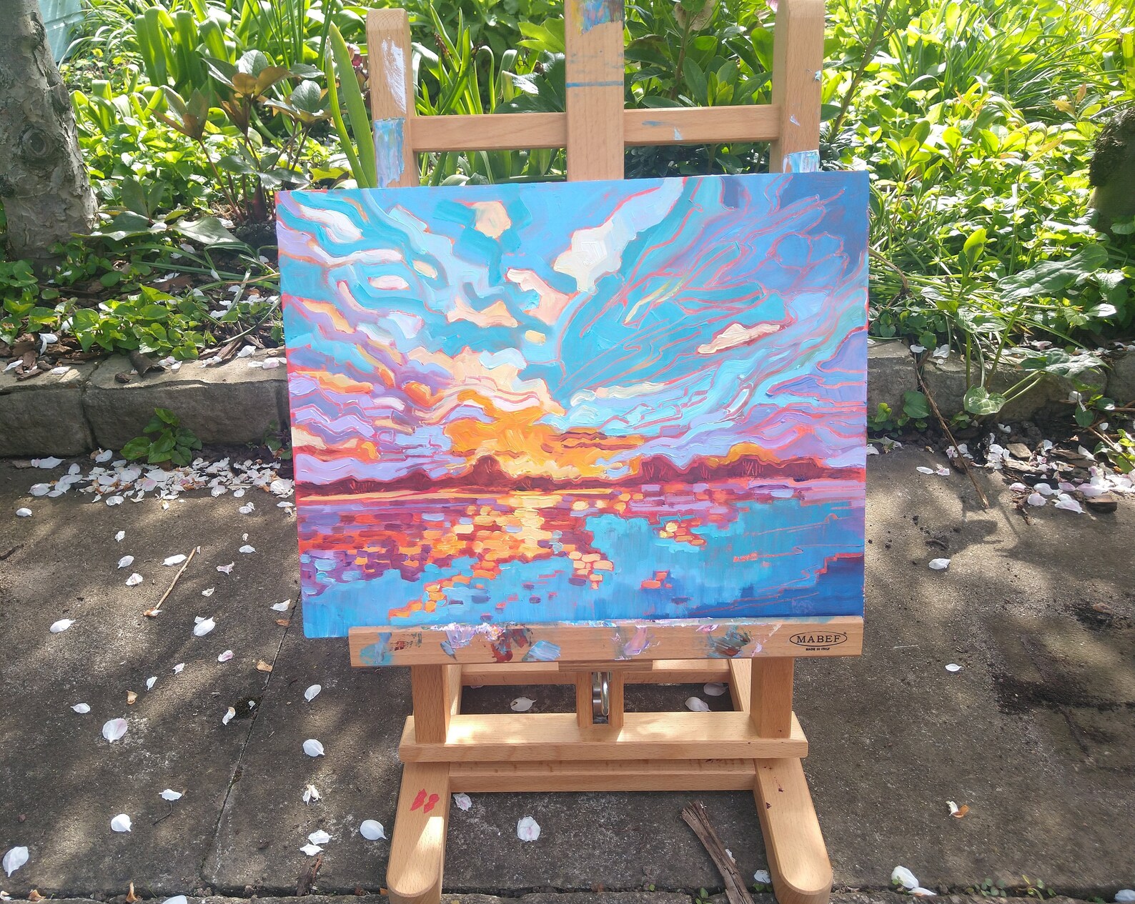 Contented Sunset Painting, Original Art, Modern Impressionist Landscape ...