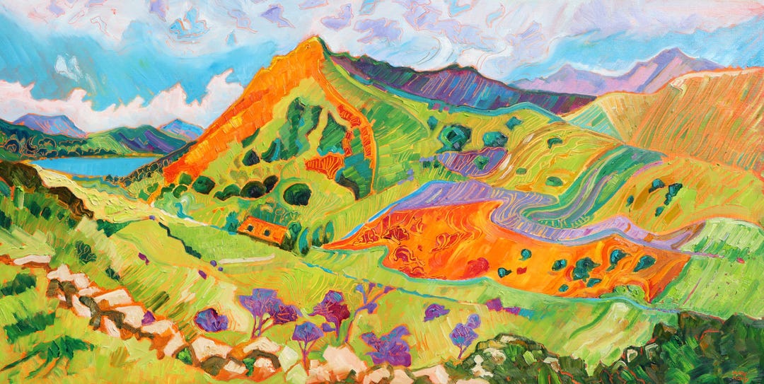 Snowdon Panorama Landscape Painting, Impressionistic Oil Painting on ...