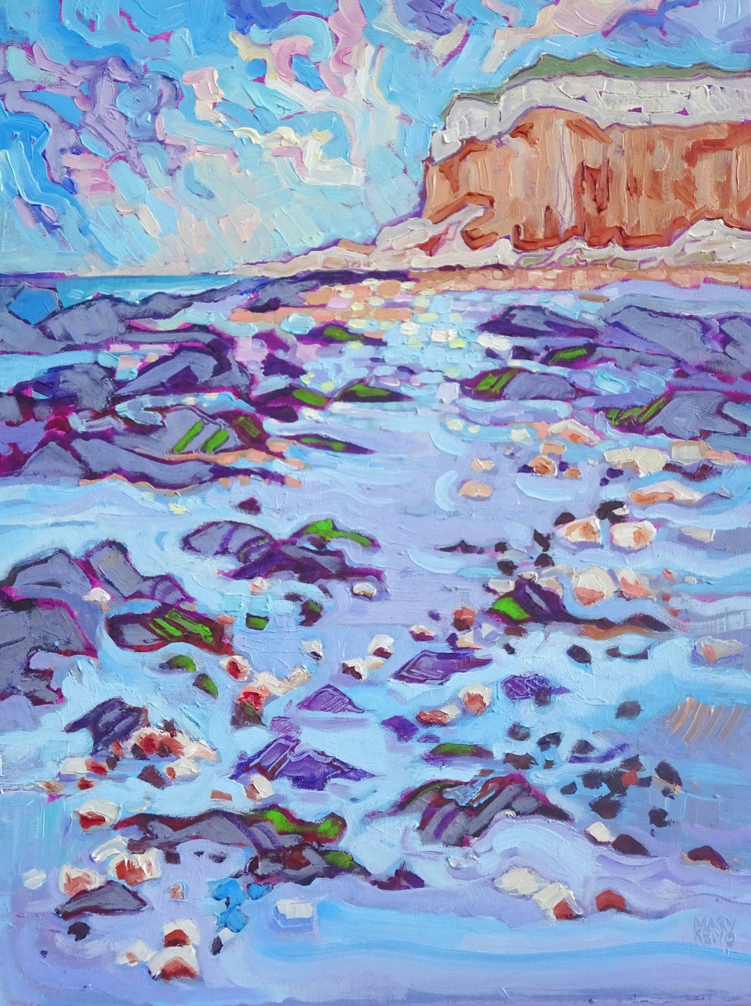 Hunstanton Beach, Impressionist Beach Scene Print, Vibrant Colour Art ...