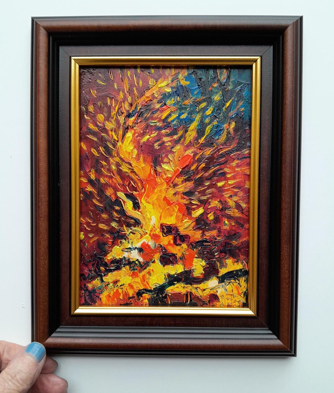 Little Fires #13 – Expressive Firelight Painting, Textured Abstract Oil ...
