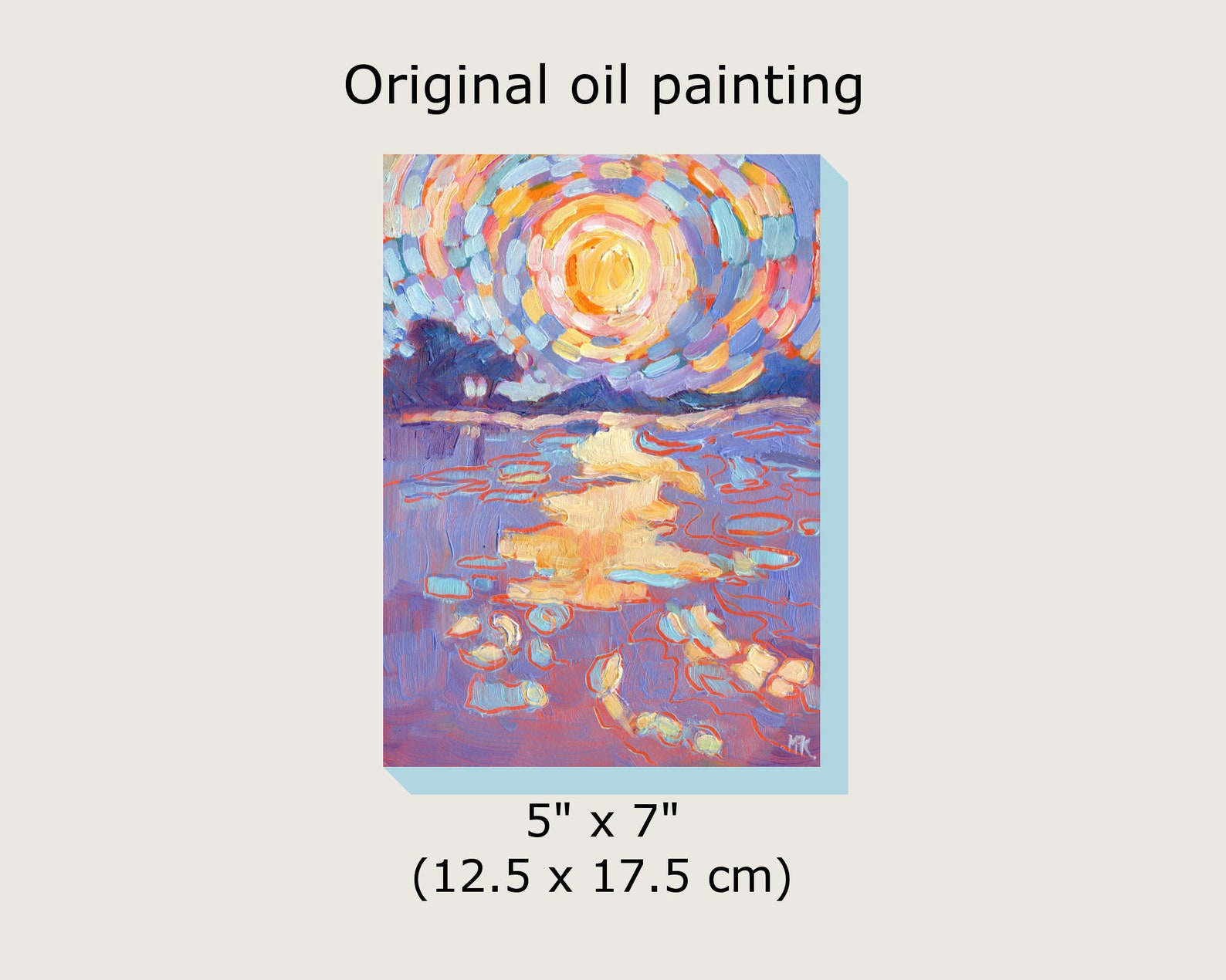 Moonlight on Water, Small Original Painting, Impressionist Coastal ...
