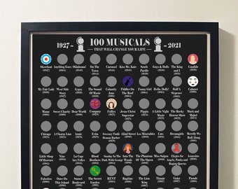 100 Musical Shows Scratch Off Poster | Etsy