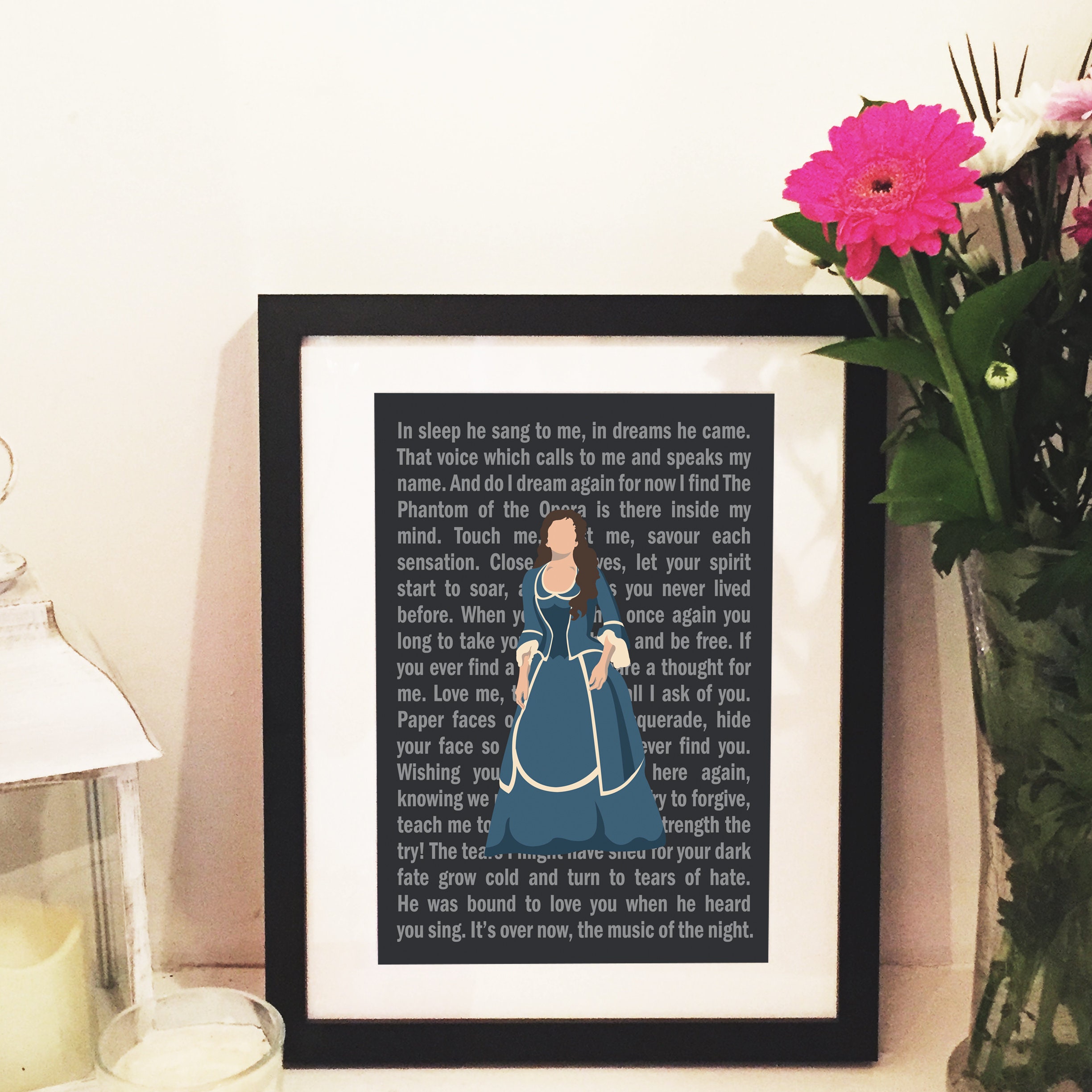 The Phantom of the Opera Lyrics Musical Poster W/ Christine Daae ...