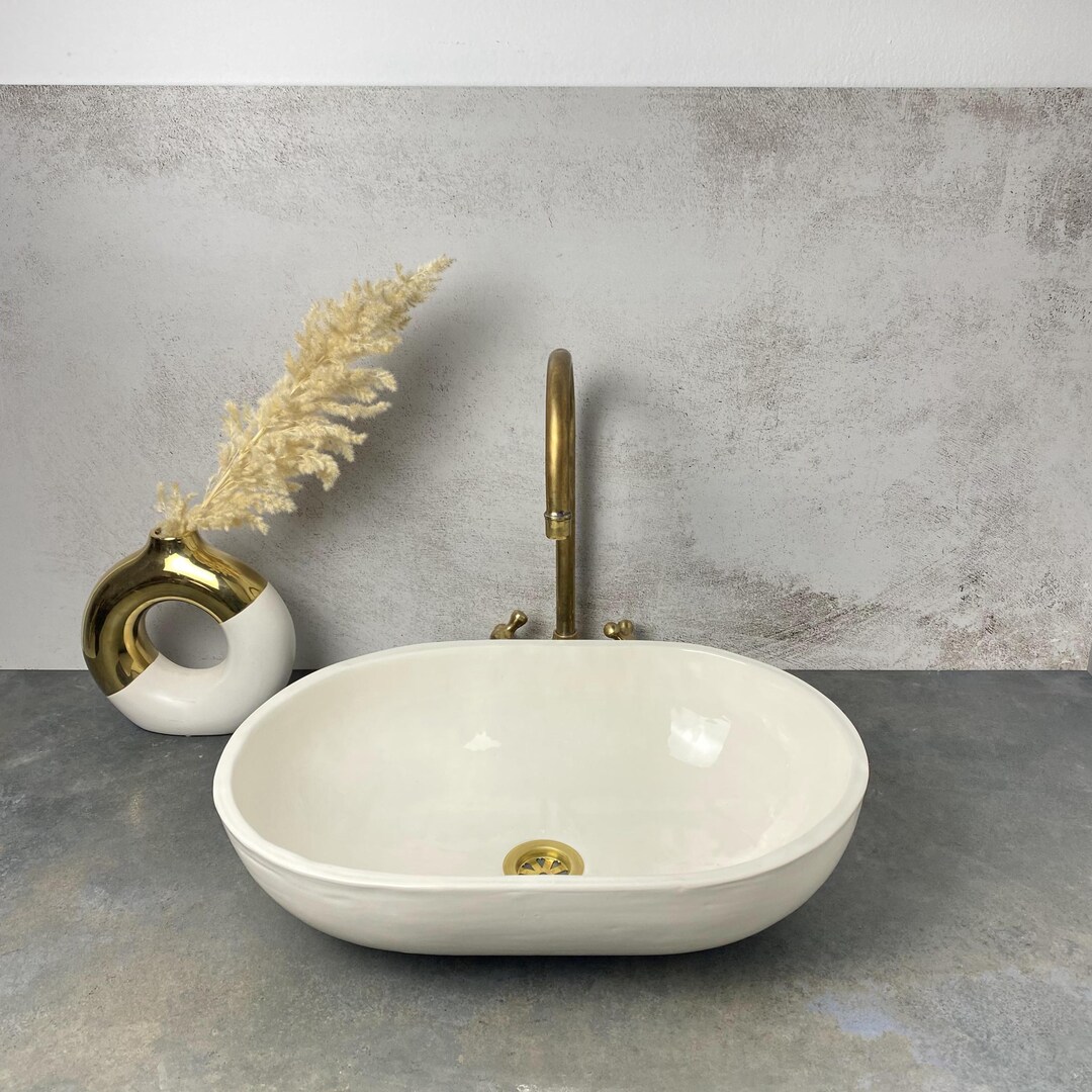 Handmade Ceramic Oval Sink: Modern Farmhouse Bathroom Lavabo - Etsy