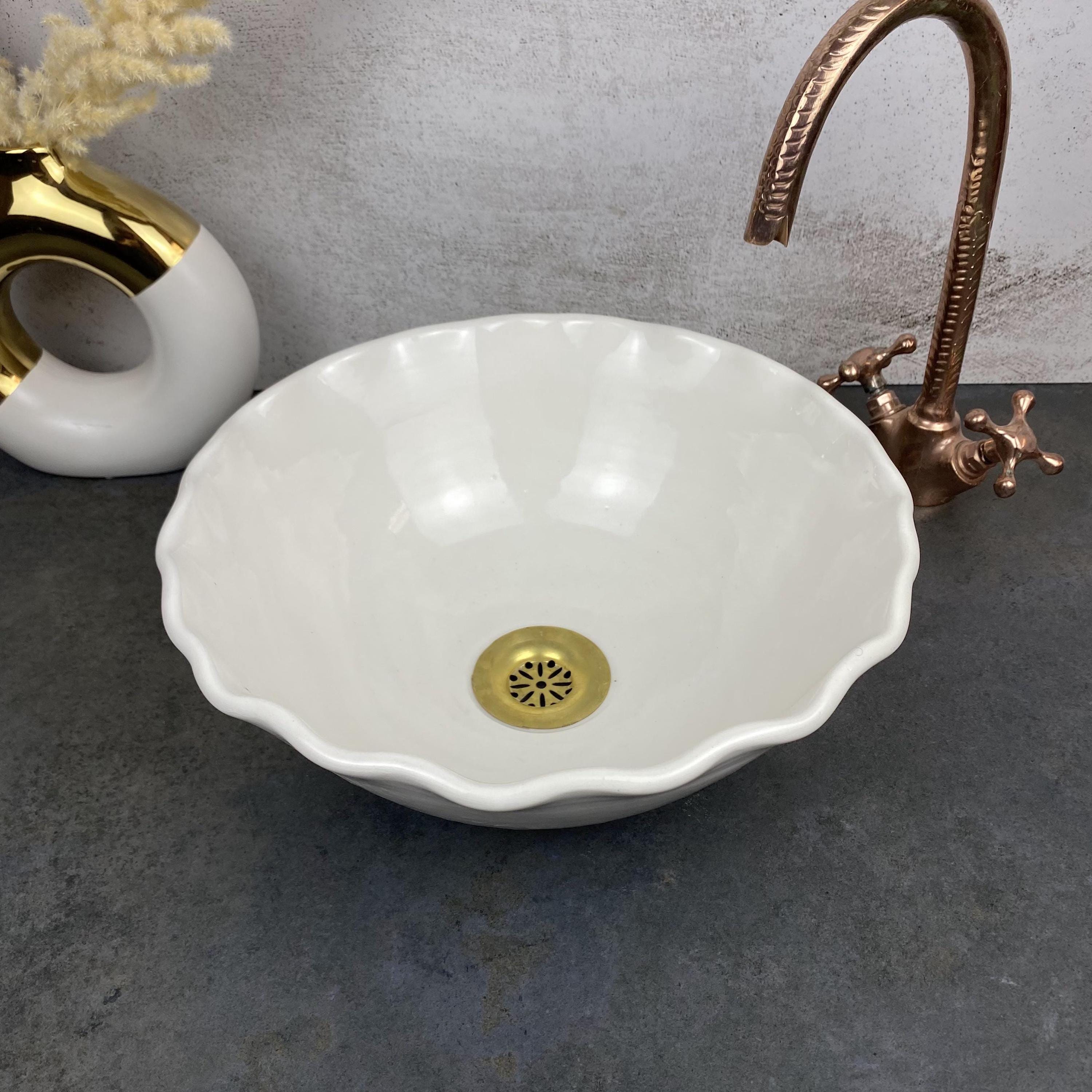 Custom Made Wave Natural Clay Sink Farmhouse Bathroom Vessel Washbasin ...