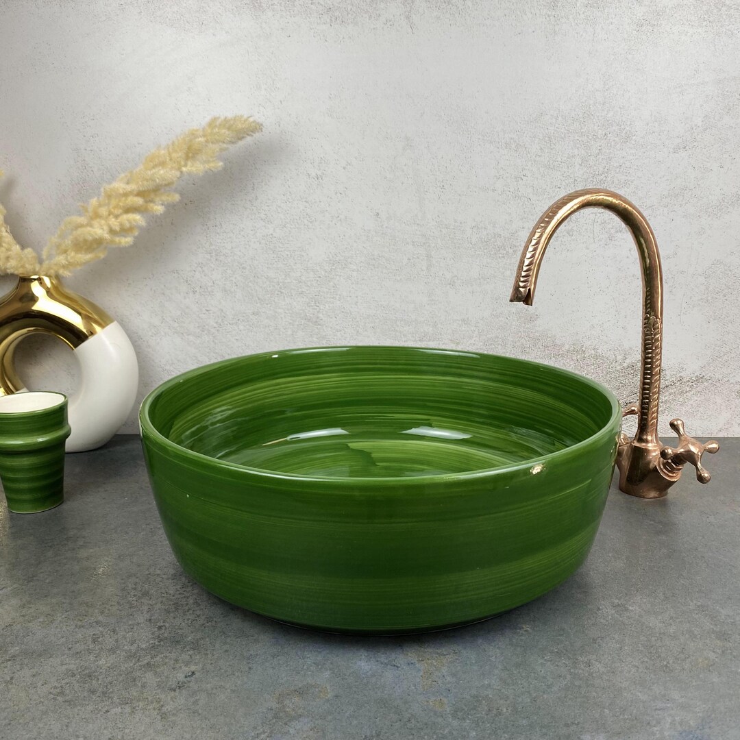 Emerald Green Ceramic Sink - Modern Lavatory Handcrafted Washbasin - Etsy