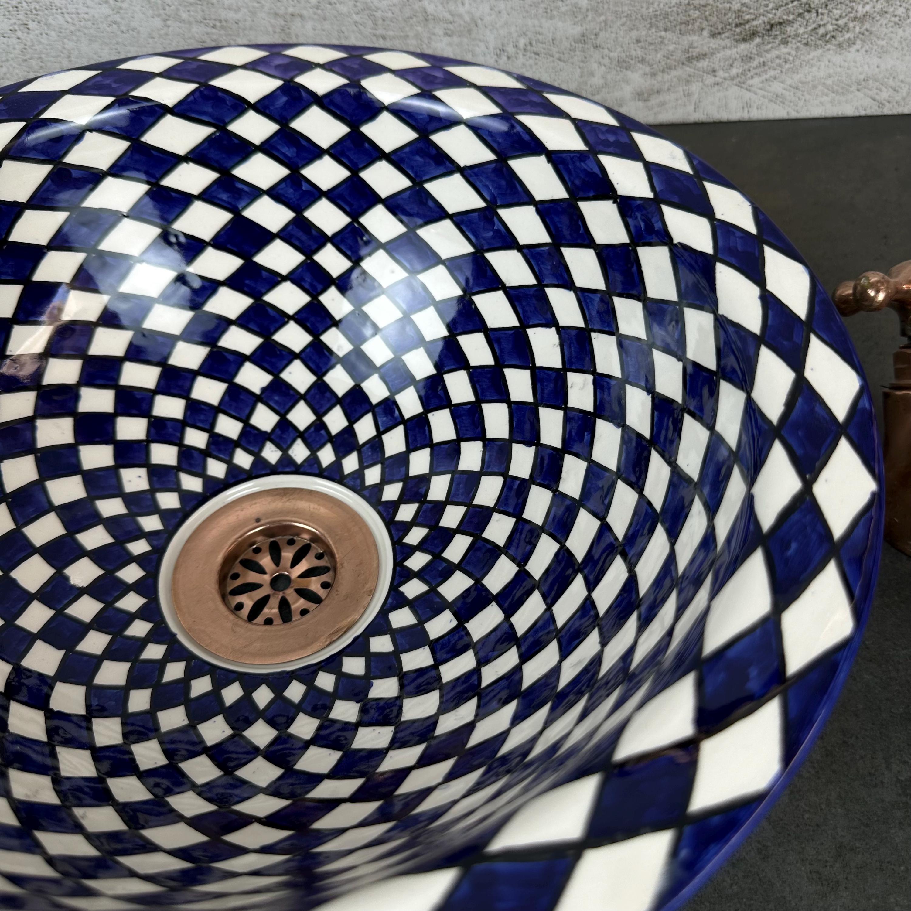 Custom Blue Bathroom Sink Vanity Round Modern Vessel Sink Countertop ...