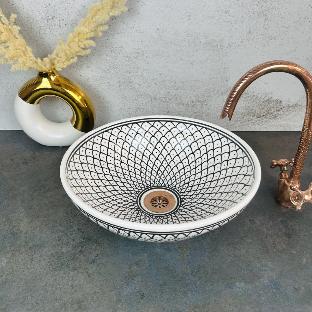 Custom Made Stylish Round Ceramic Sink Handcrafted - Mid Century ...