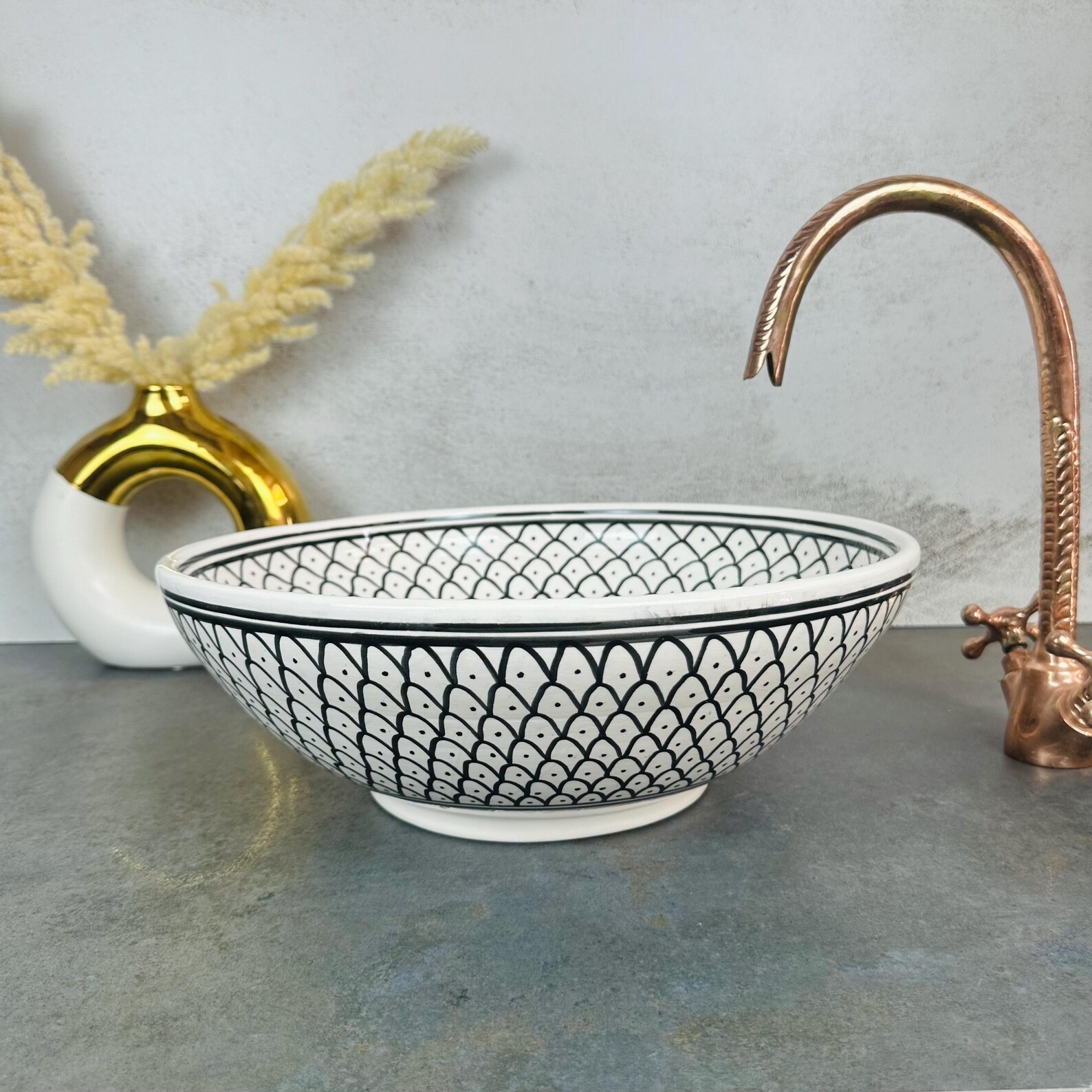 Custom Made Stylish Round Ceramic Sink Handcrafted - Mid Century ...