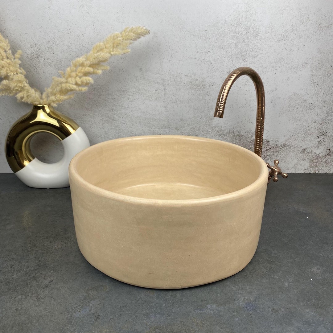 Custom Made Rustic Terracotta Sink Tadlakte Finish Natural Earthy Basin ...