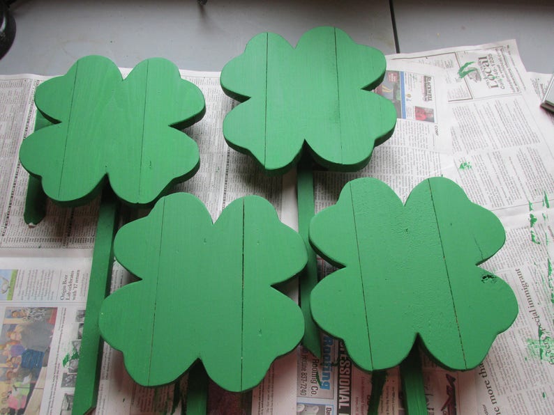 Handmade St Patricks Day Four Leaf Clover Shamrock Wooden - Etsy