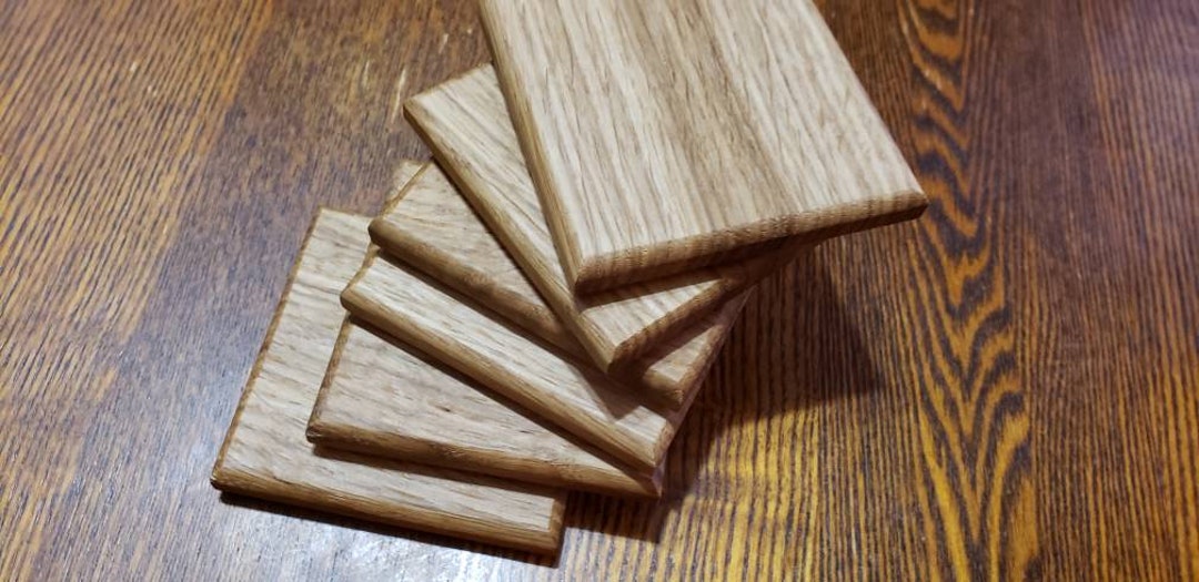 Set of 4 Handmade Wood Oak Slab Coasters Finished in Beeswax - Etsy