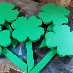 Handmade St Patricks Day Four Leaf Clover ~ Shamrock ~ Wooden Yard Post ...