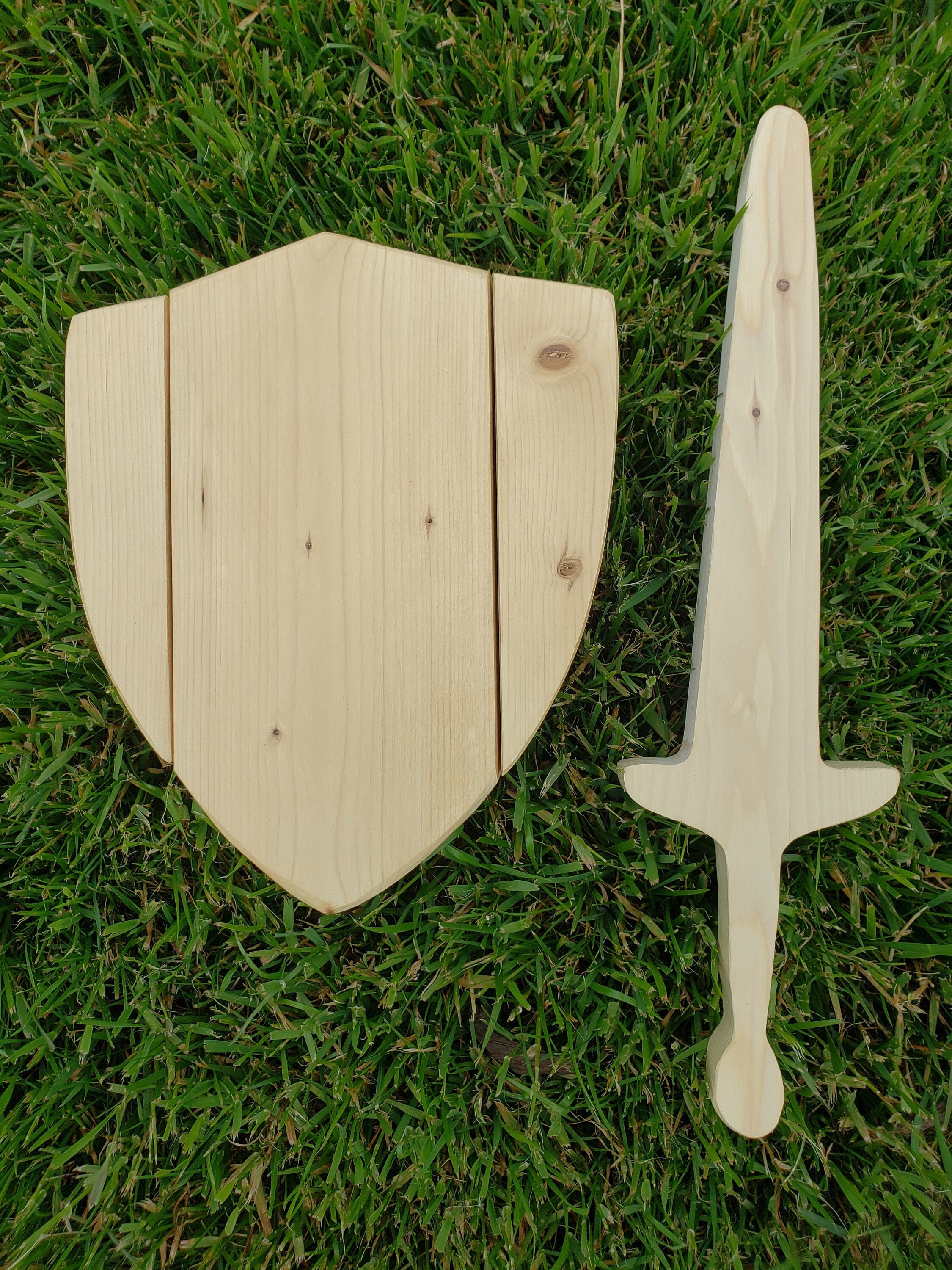 Handcrafted Wooden Sword and Shield Set - Cosplay, Costume, Theater ...