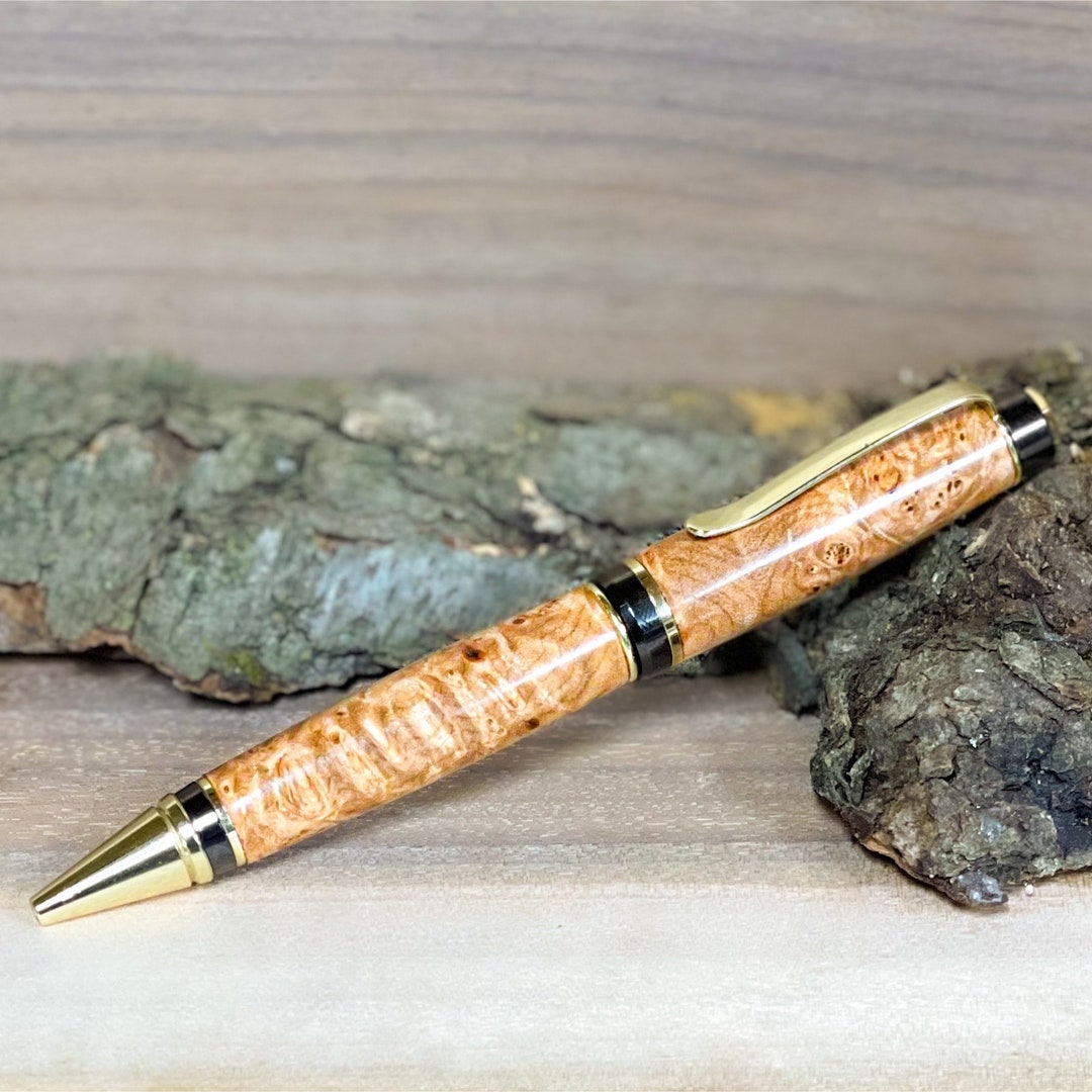 Curly Maple Burl Wood Pen Unique Engravable Personalized Pen EDC Wooden ...