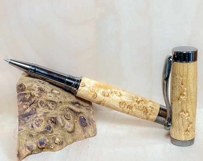 Customizable Wooden Rollerball Pen Curly Birdseye Maple EDC Pen ...