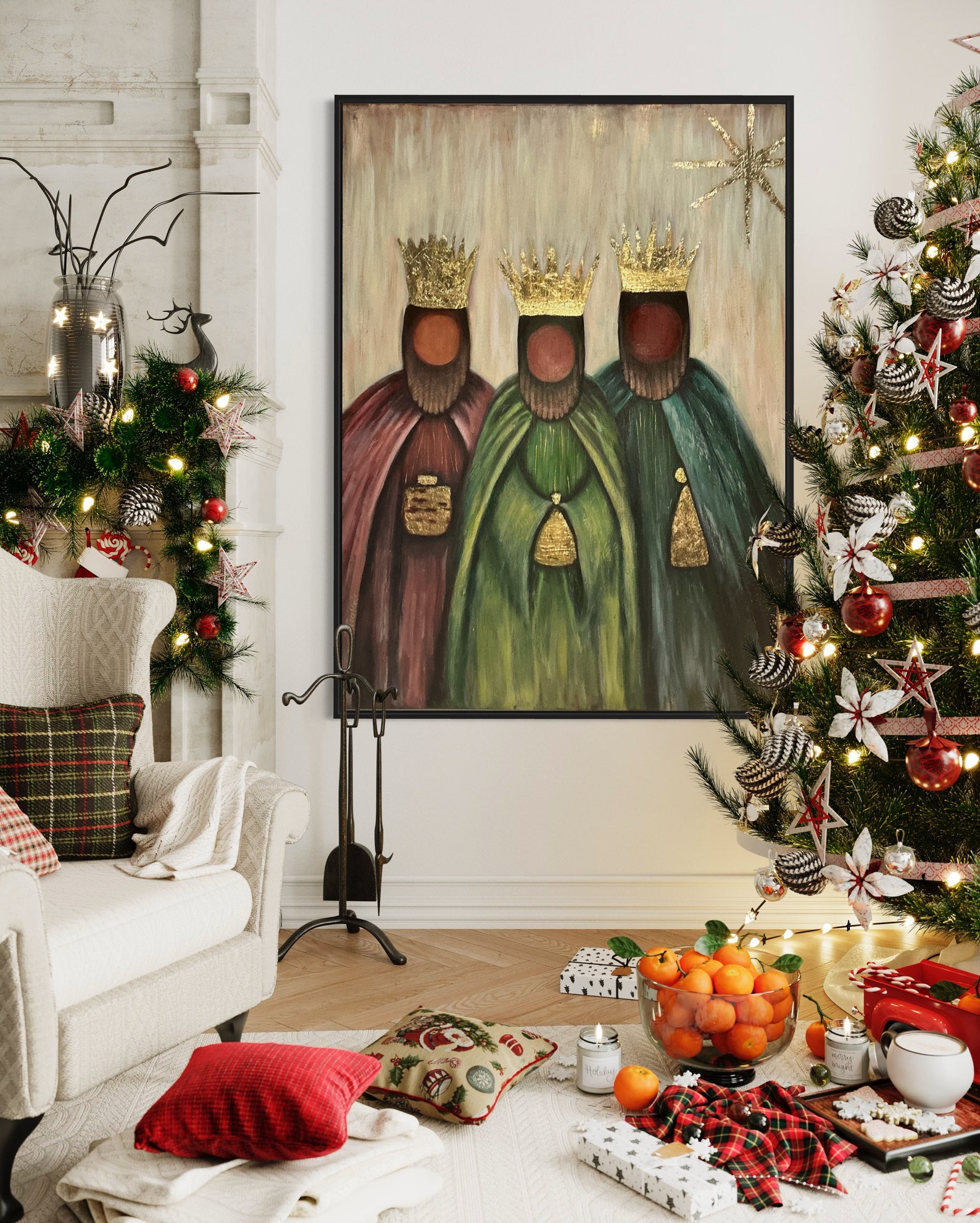 Original Painting Three Kings 48 in X 35in. the Magi, the Three Kings ...