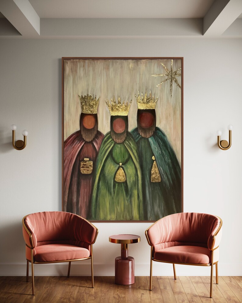 Original Painting Three Kings 48 in X 35in. the Magi, the Three Kings ...