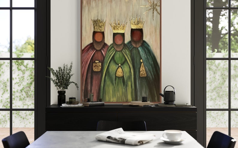 Original Painting Three Kings 48 in X 35in. the Magi, the Three Kings ...