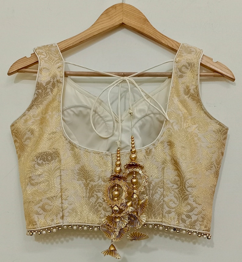 Golden Brocade Silk Blouse for Women Party Wear Saree Blouses Custom ...